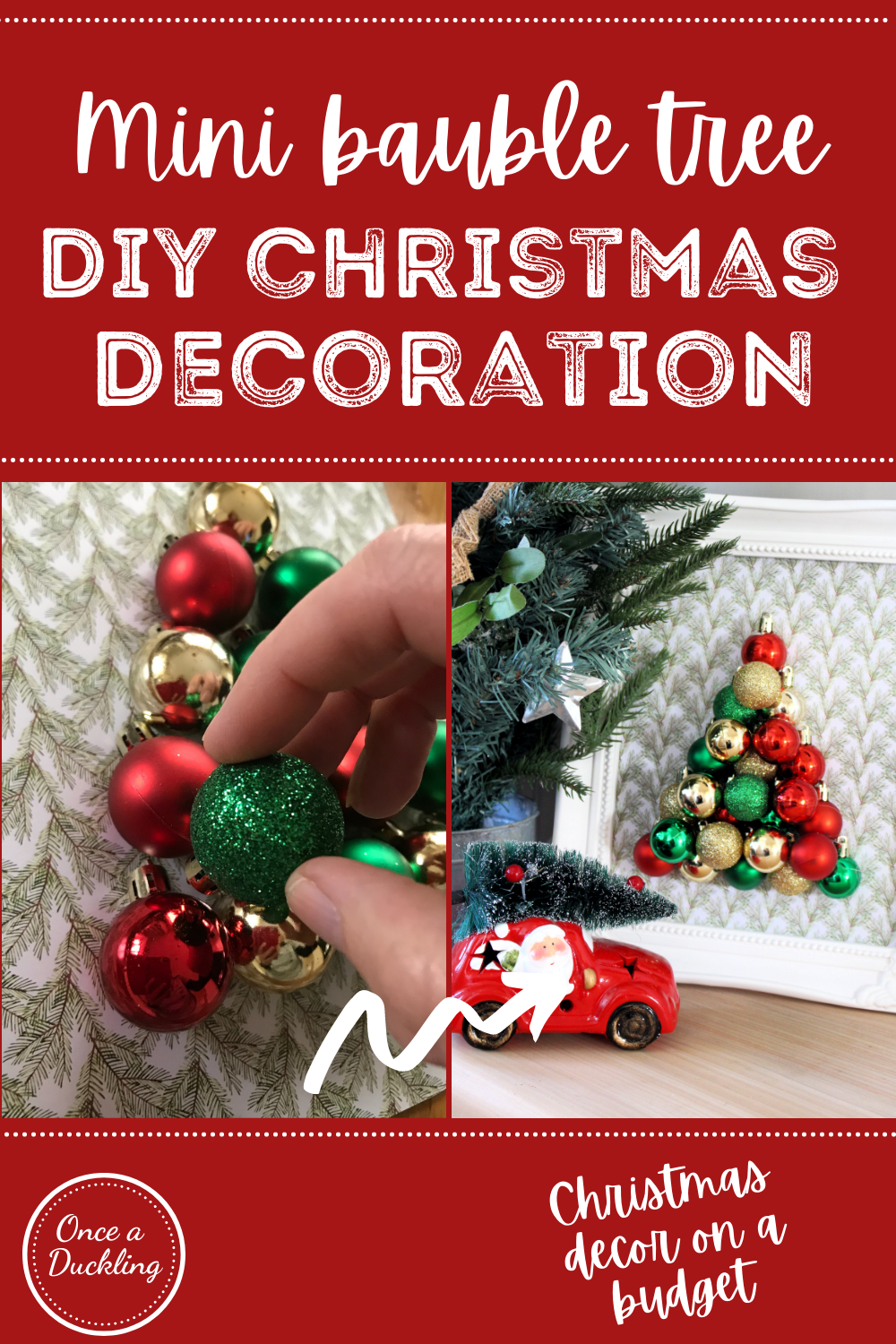 DIY Christmas bauble tree picture - Once a Duckling