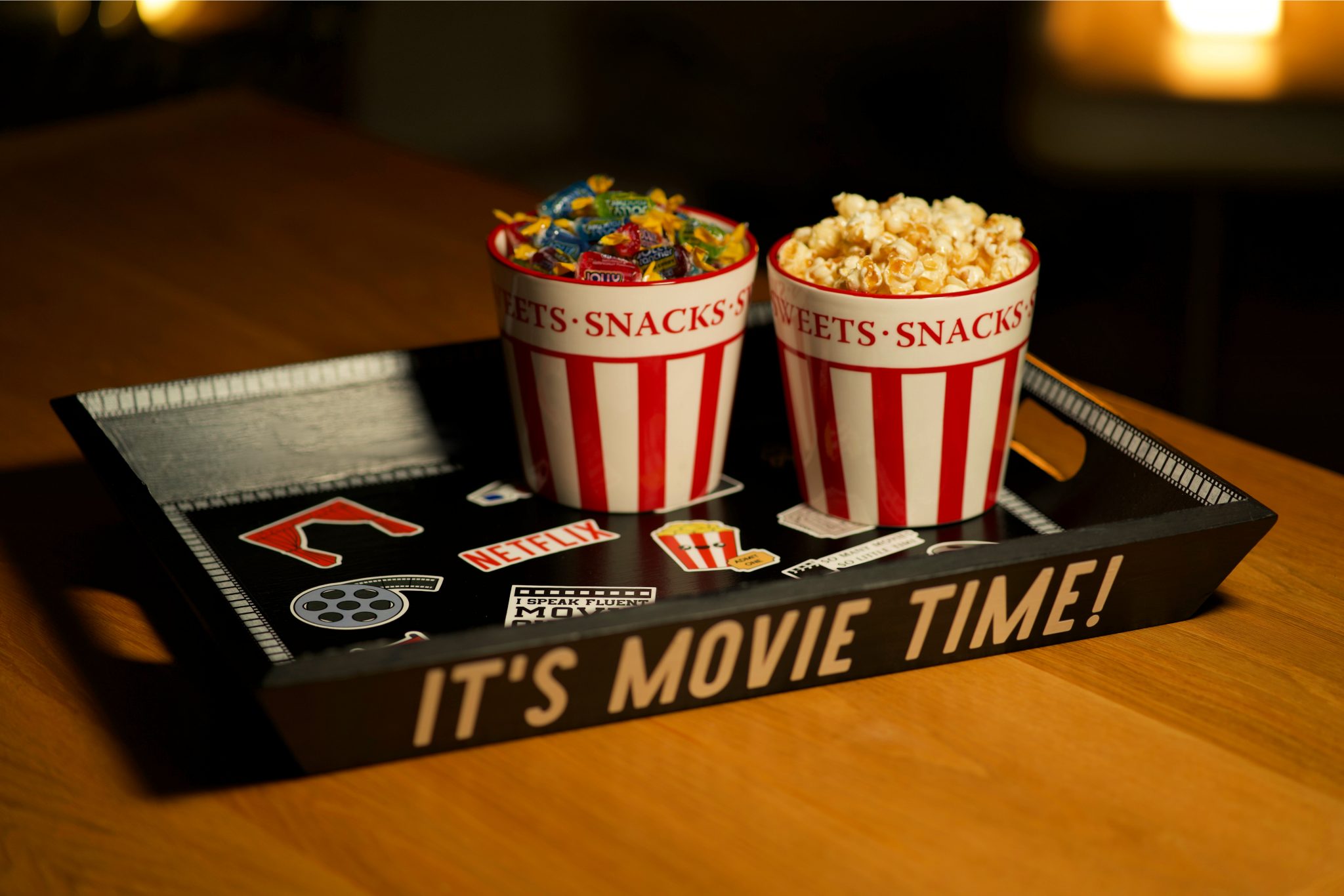 I turned an old tea tray into a fun Movie snack tray! - Once a Duckling