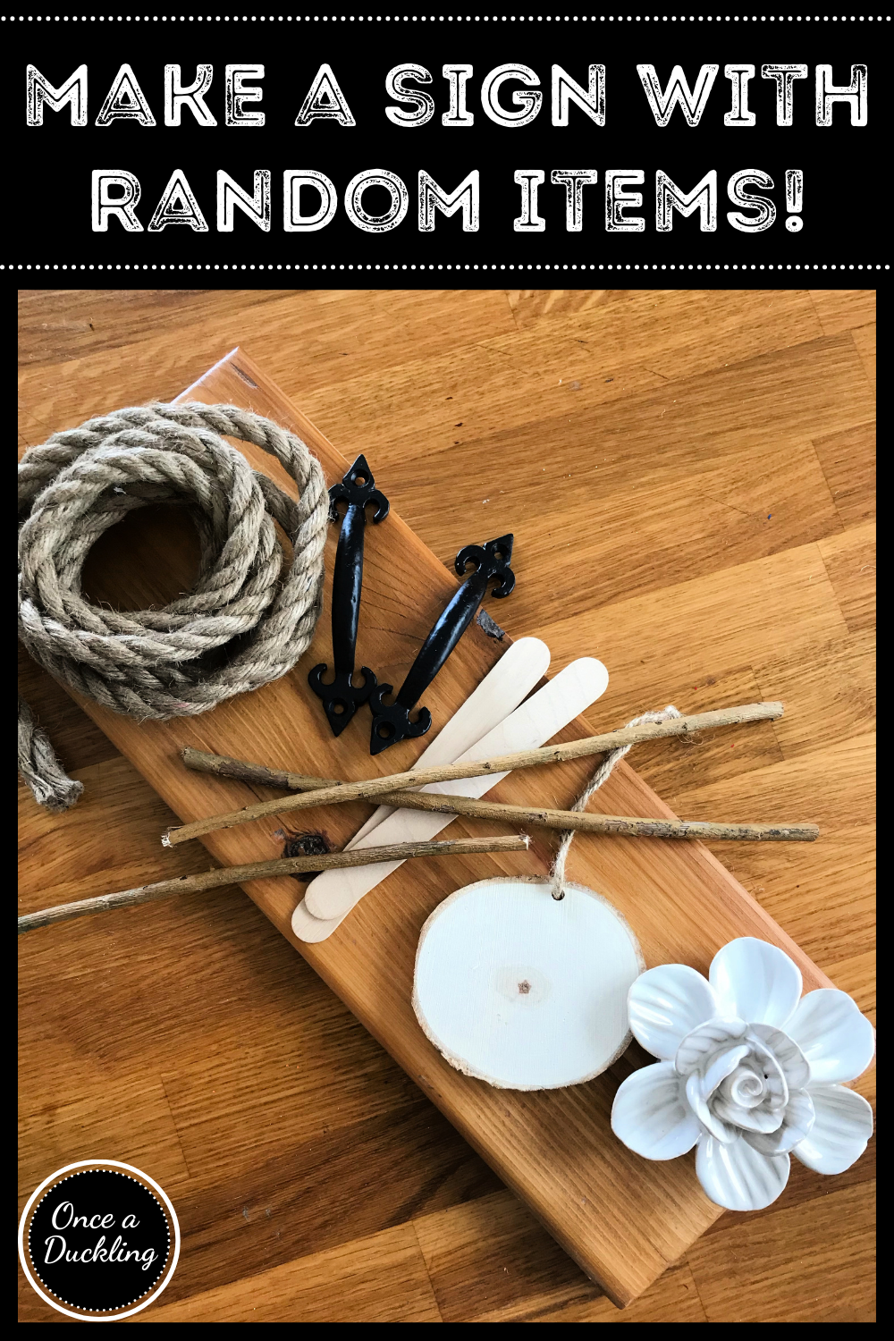 Random items and materials LOVE sign - Once a Duckling
