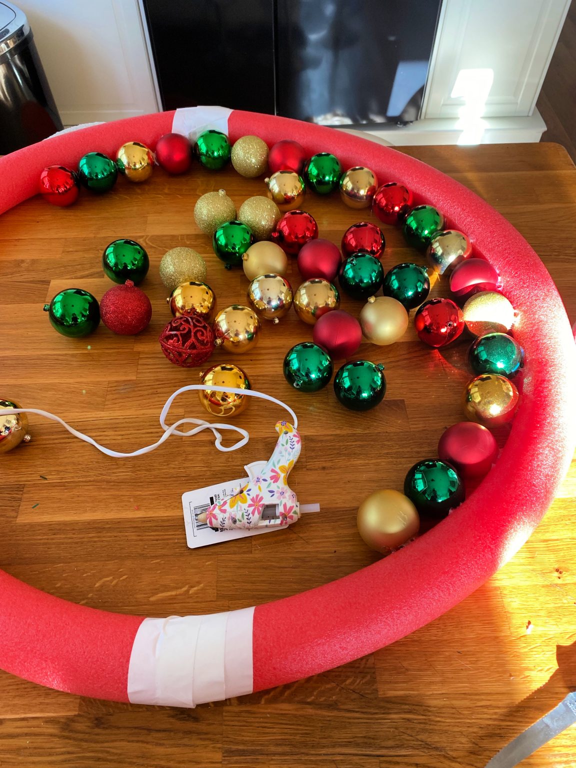 DIY Pool Noodle Christmas Wreath - Once a Duckling